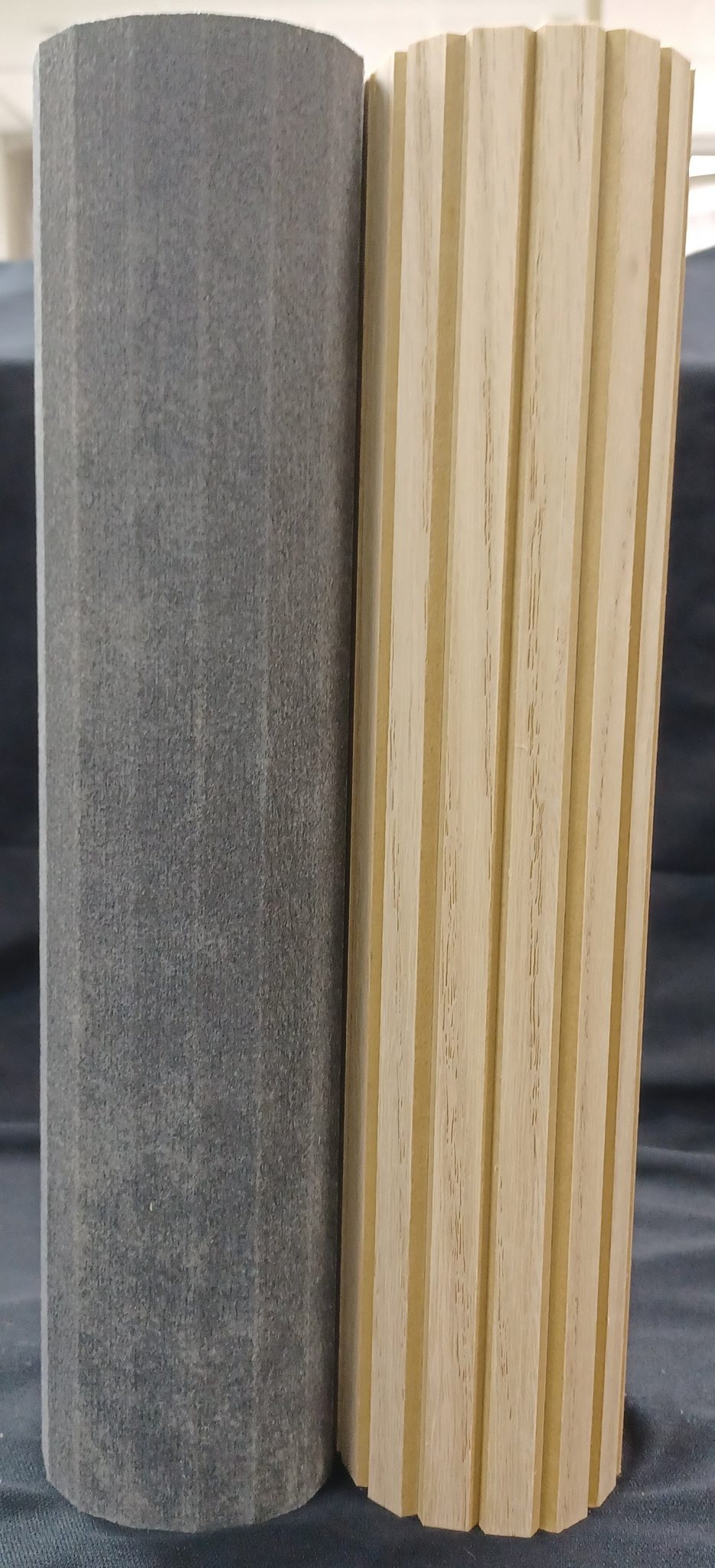 V-grooved flexible wood panels, Column Wraps | Carol Young